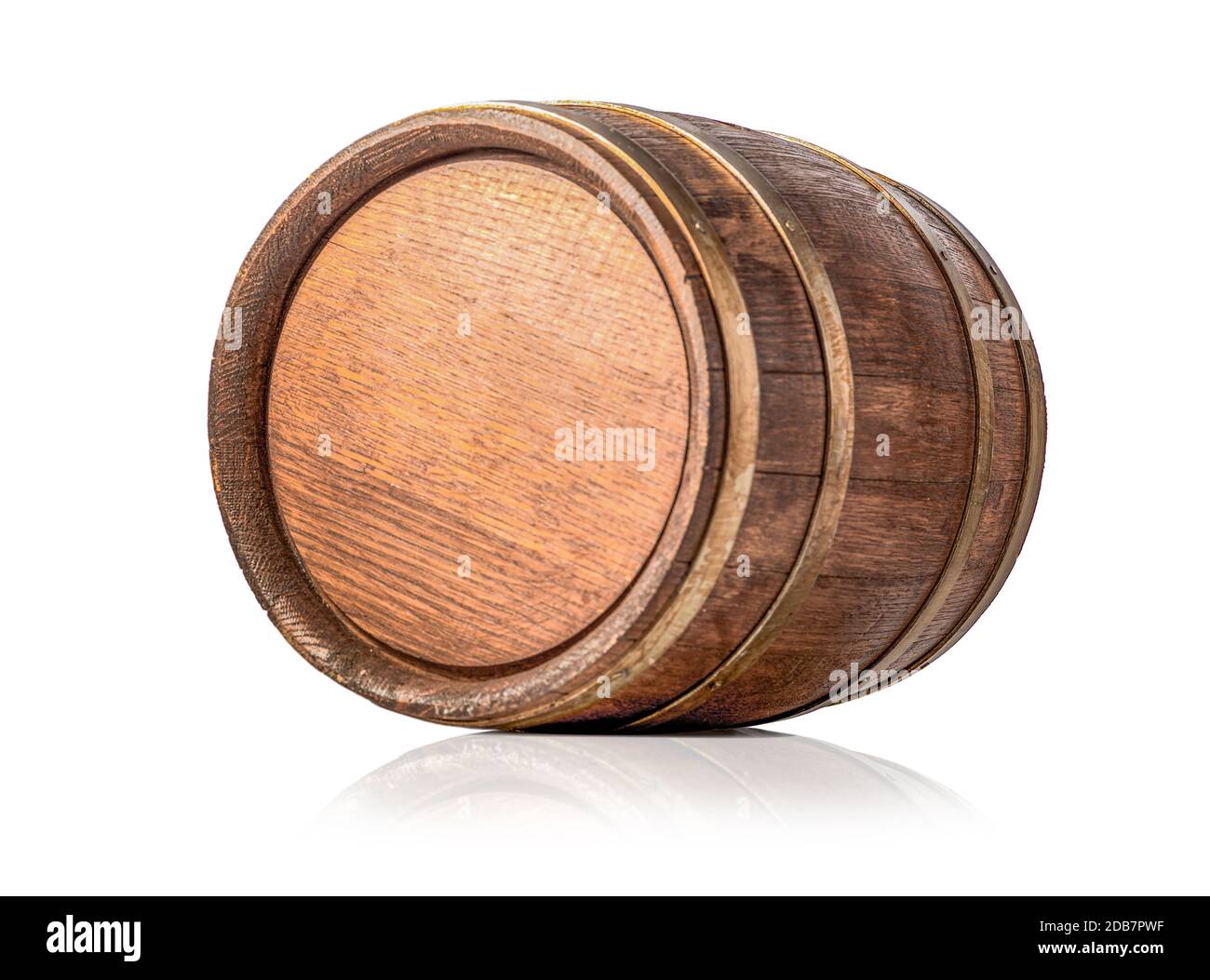 Old oak cask isolated on a white background Stock Photo - Alamy