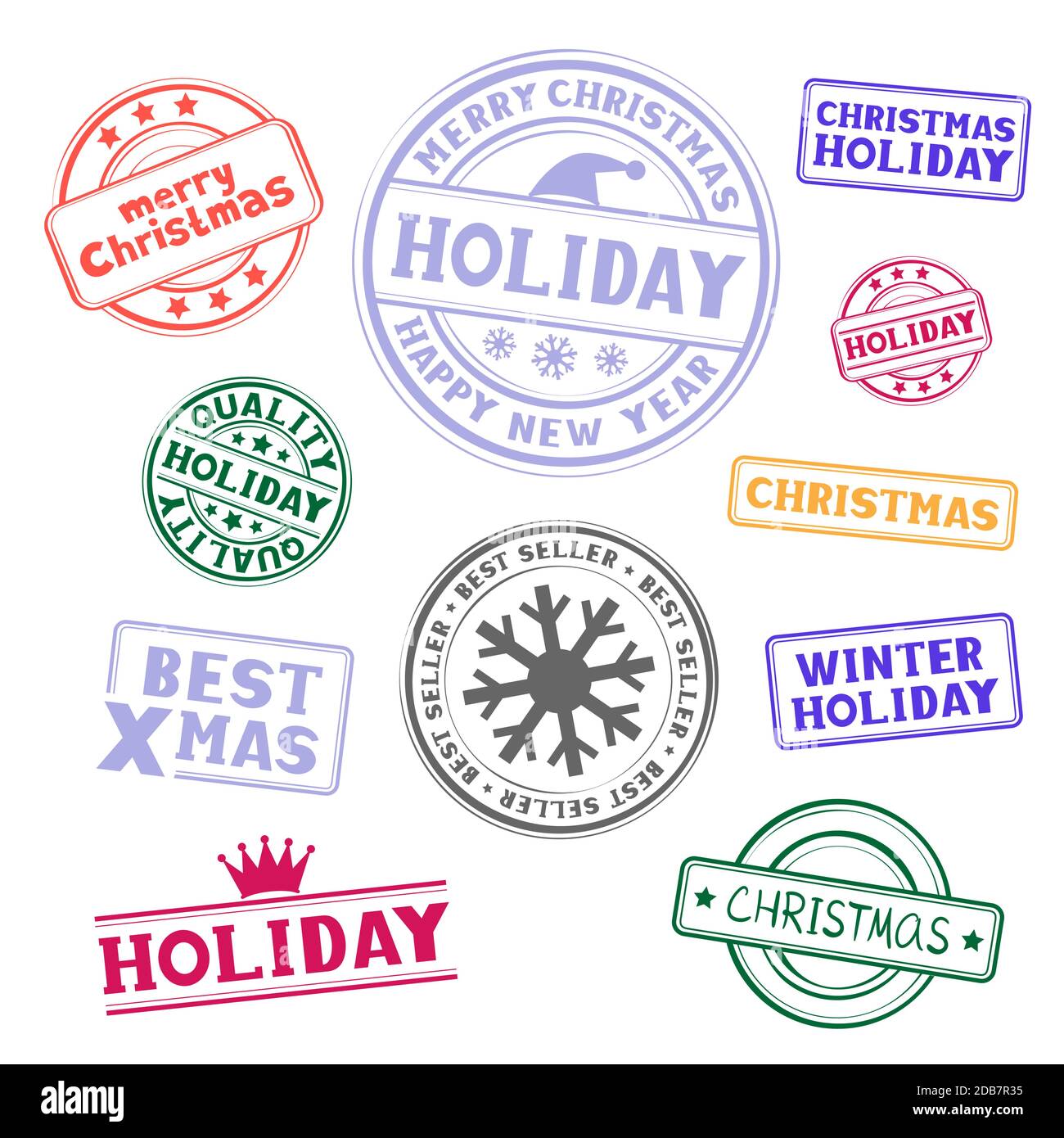 holiday festive christmas stamp set Stock Vector Image & Art - Alamy