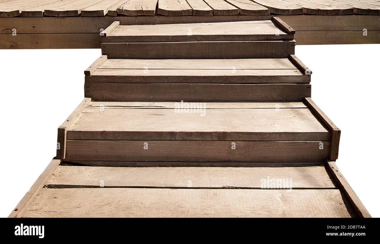 Old wooden ladder isolated on white background Stock Photo - Alamy