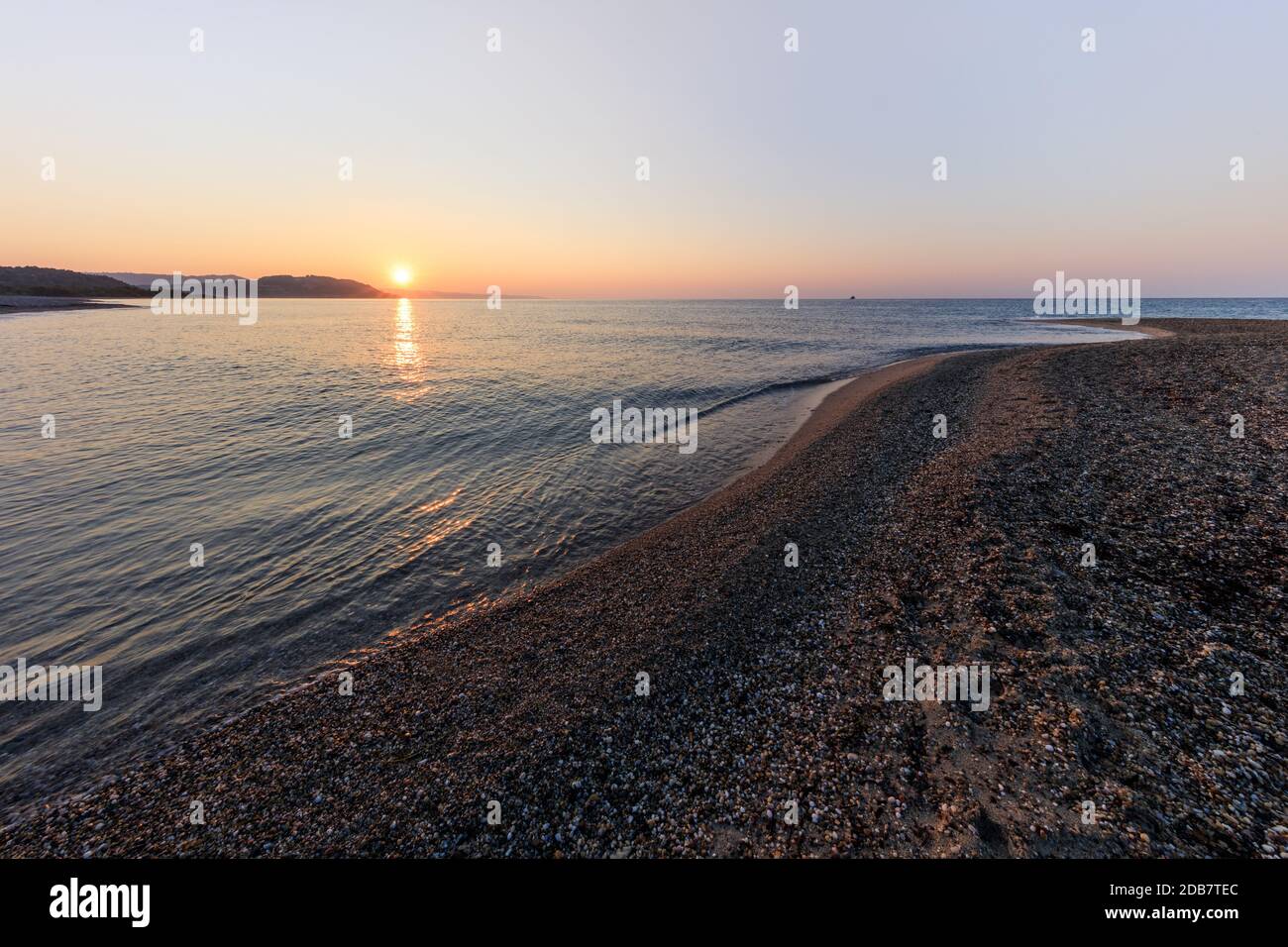 sunrise in Possidi Cape beach. Kasandra Peninsula. Greece Stock Photo ...
