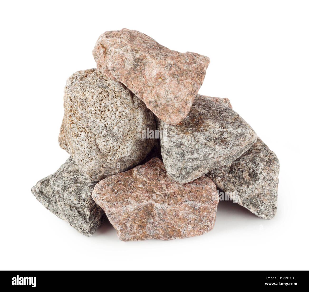 Pyramid of granite boulders isolated on white background Stock Photo ...