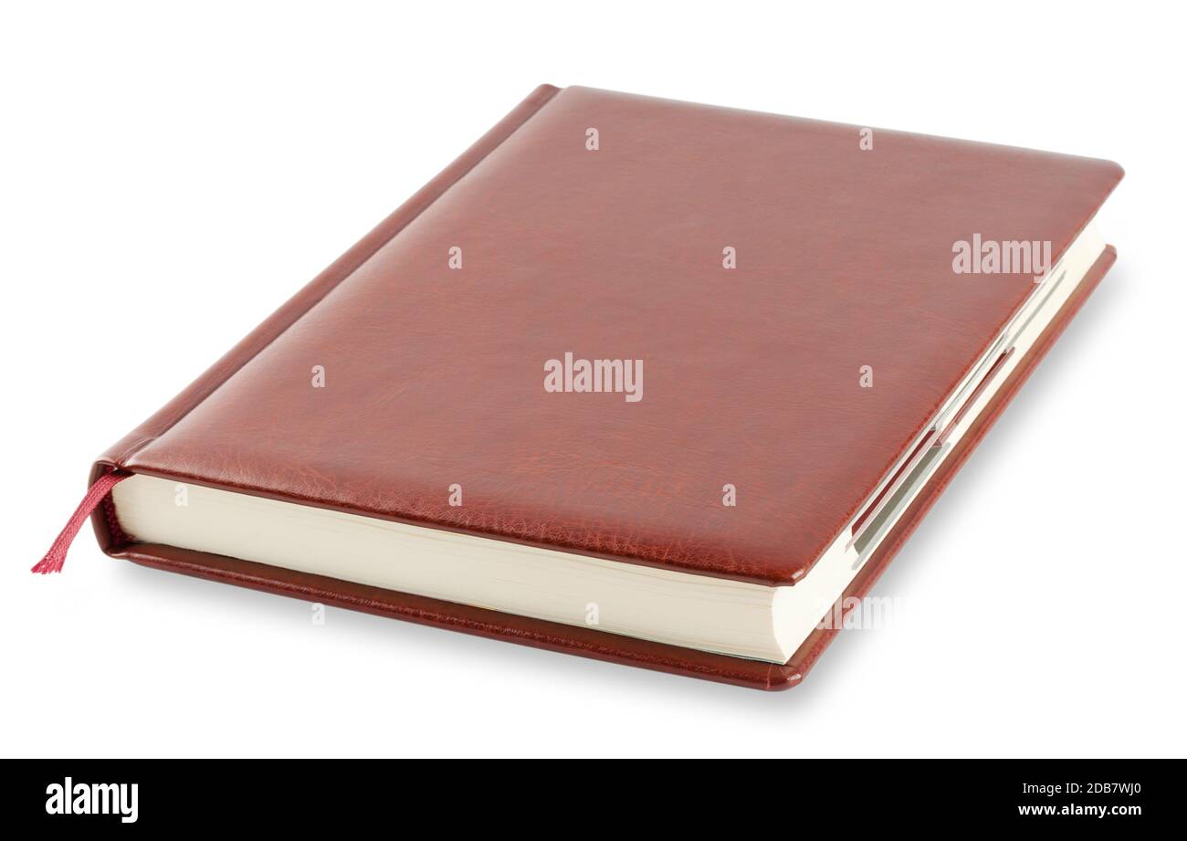 Brown diary with bookmark isolated on white background Stock Photo - Alamy
