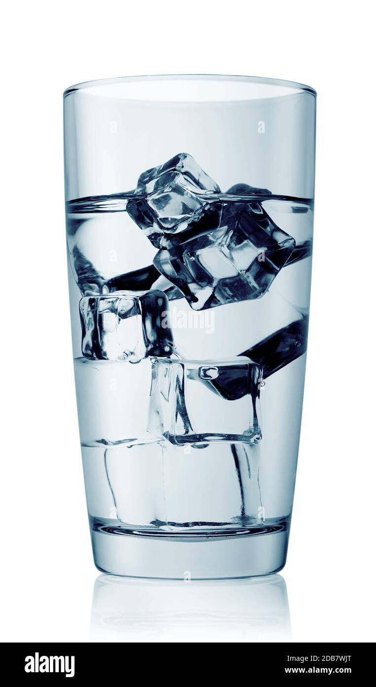 Glass of cold water with ice cubes isolated on white background Stock ...