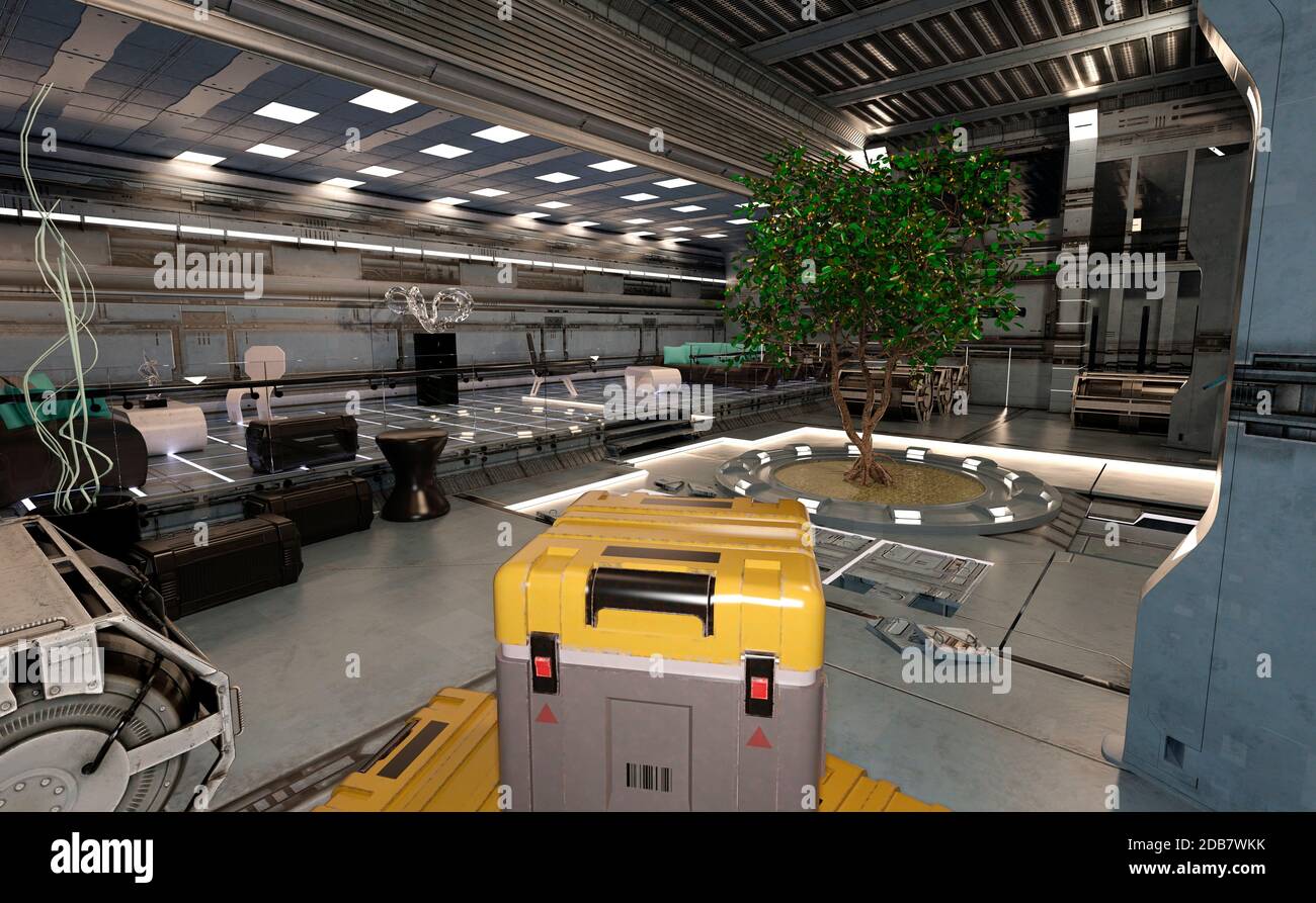 3D rendering of a science fiction space ship inside Stock Photo - Alamy