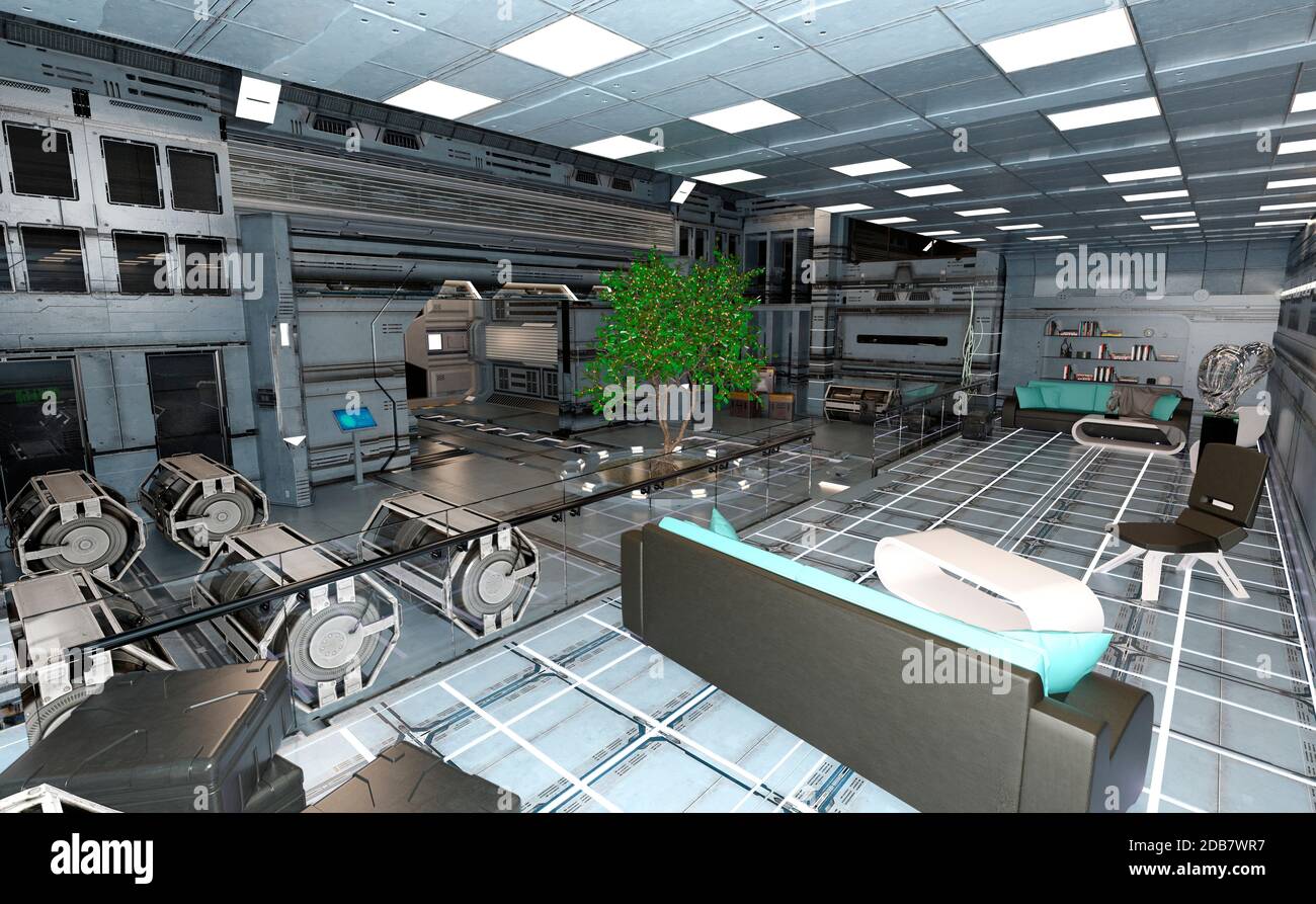 3D rendering of a science fiction space ship inside Stock Photo - Alamy
