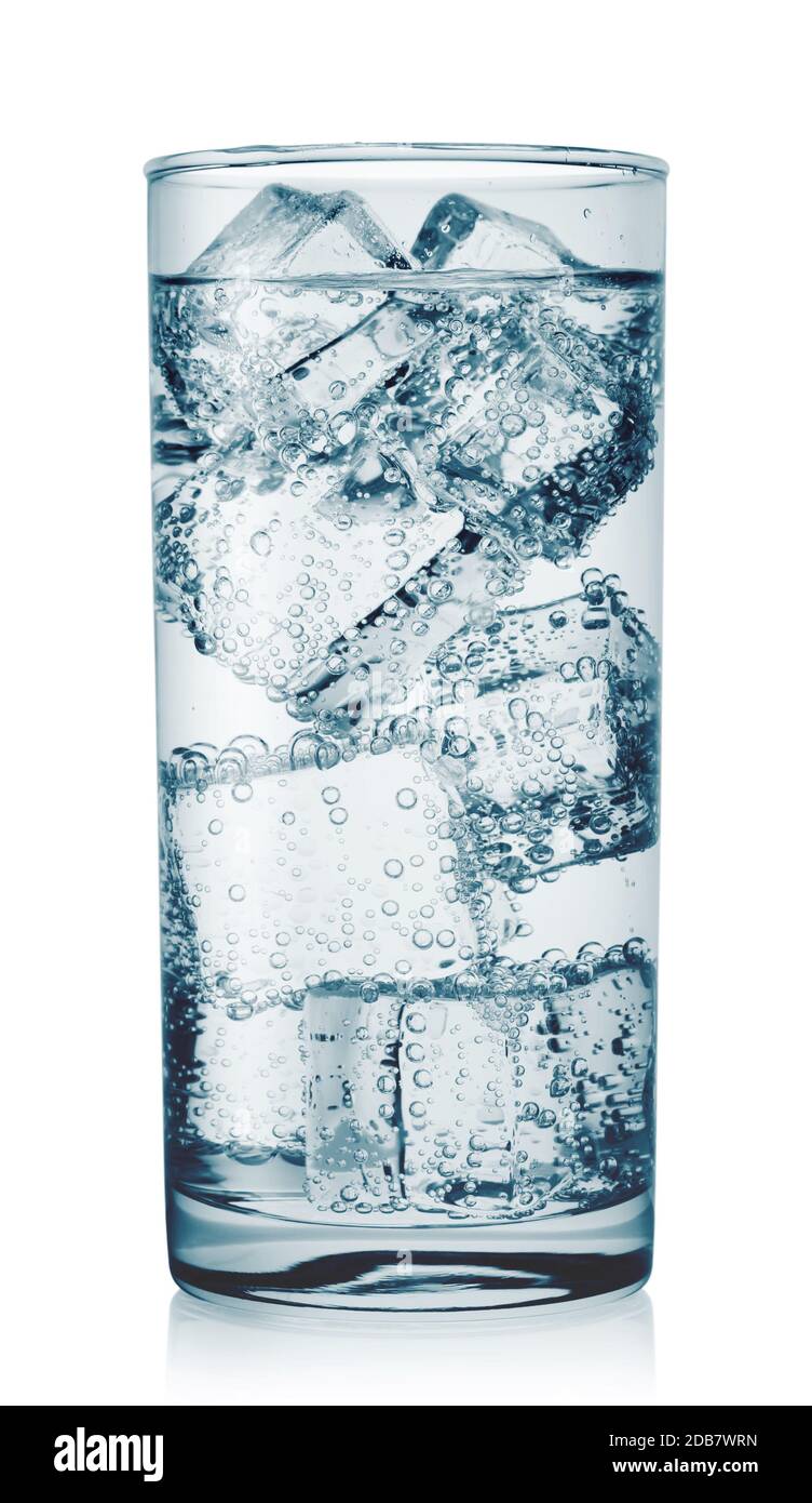 Glass of water with ice cubes isolated on white background Stock Photo ...