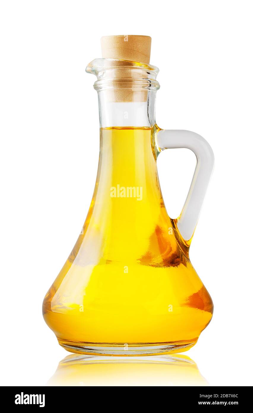 Bottle with fragrant yellow oil isolated on white background Stock ...