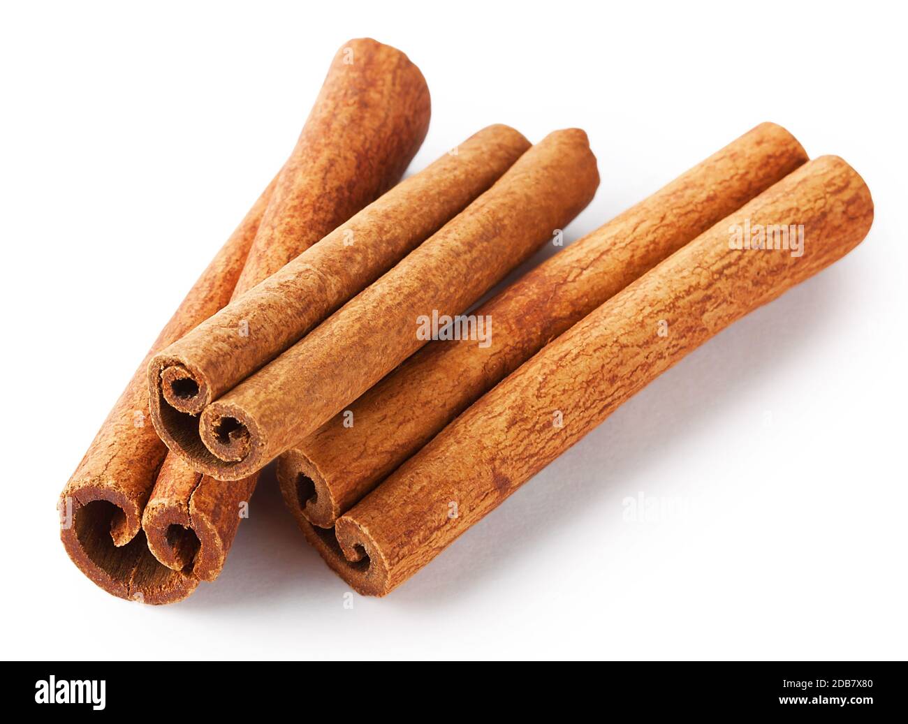Three of fragrant cinnamon sticks isolated on white background Stock ...