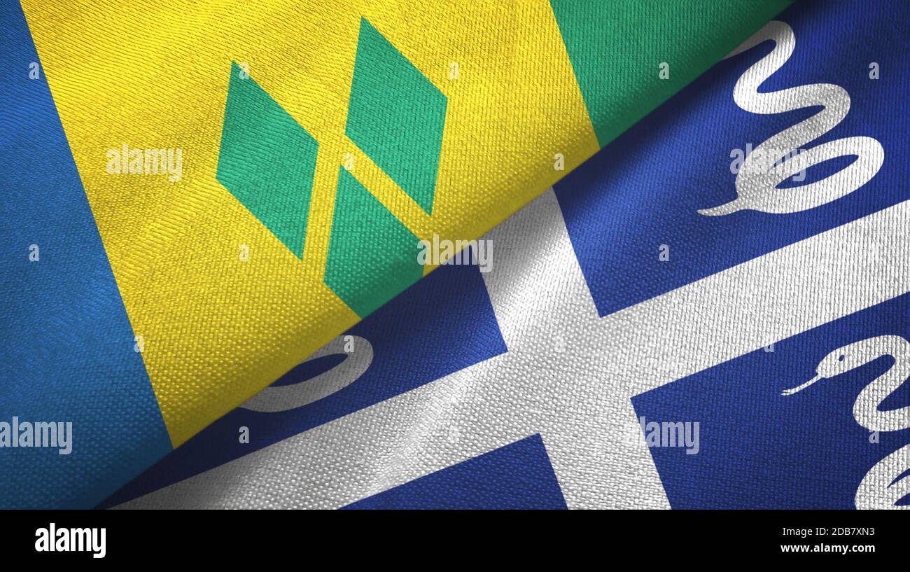 Saint Vincent and the Grenadines and Martinique snake two flags Stock ...