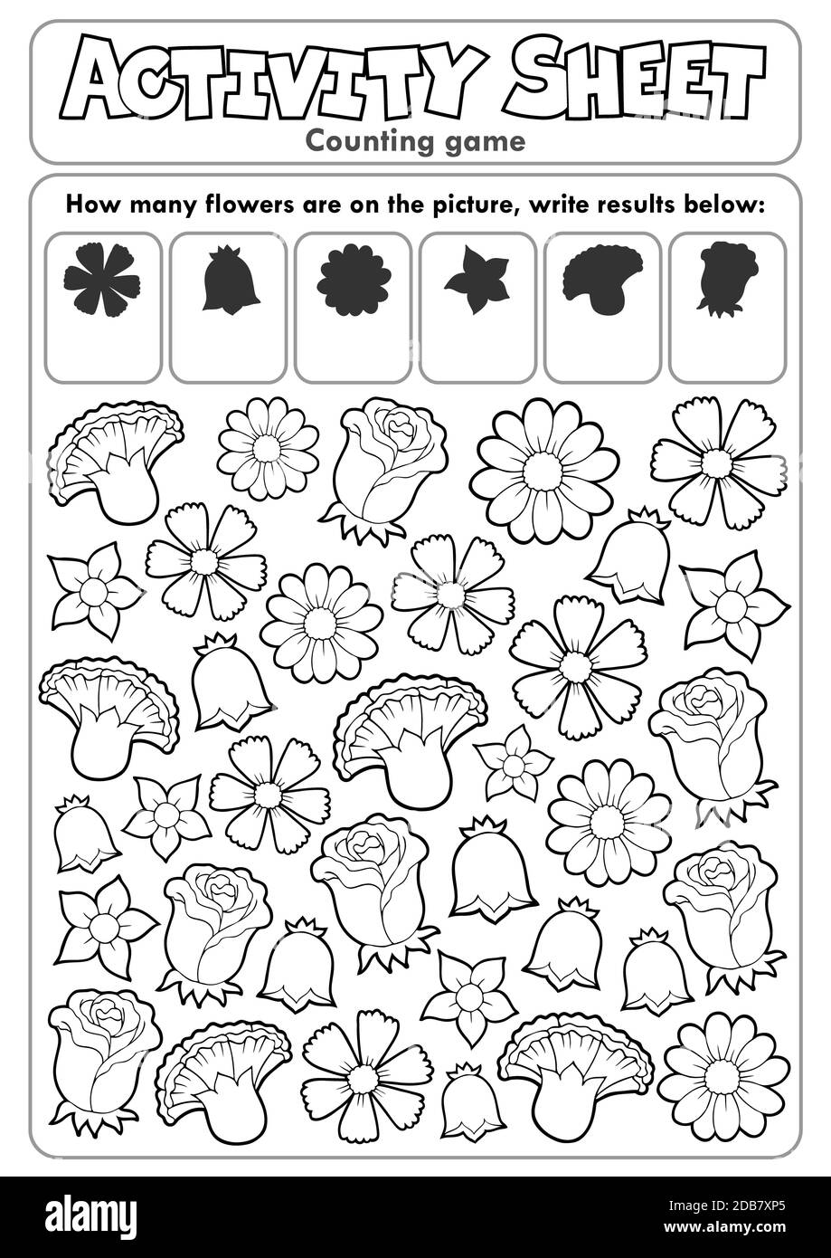 Activity sheet counting game 2 - picture illustration Stock Photo - Alamy