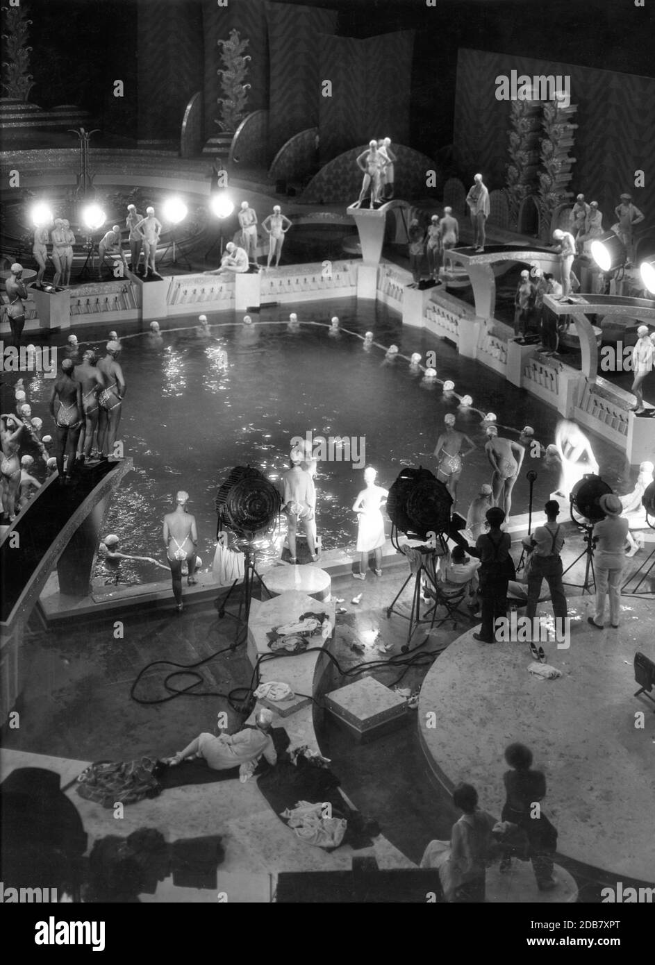 On Set Candid of Chorus Girls and Movie Crew filming ''By a Waterfall ...