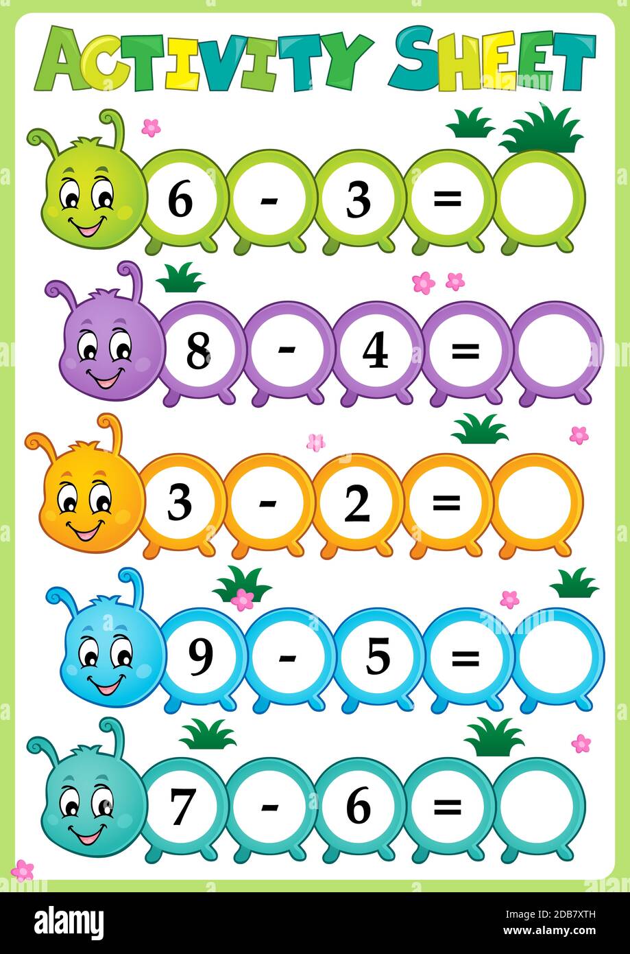Activity sheet math theme 2 - picture illustration Stock Photo - Alamy