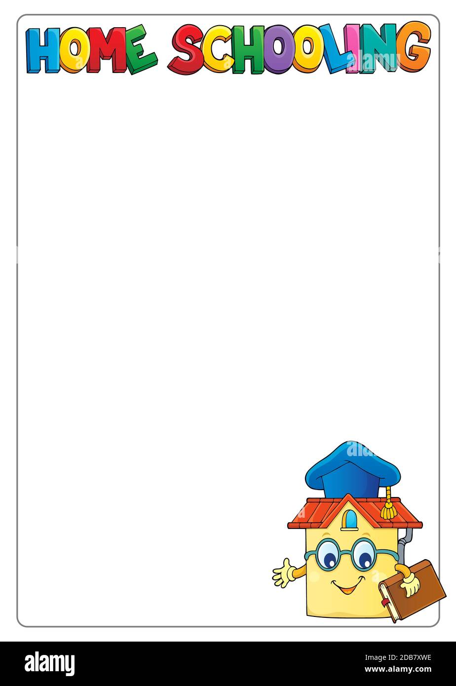 Home schooling theme frame 1 - picture illustration Stock Photo - Alamy