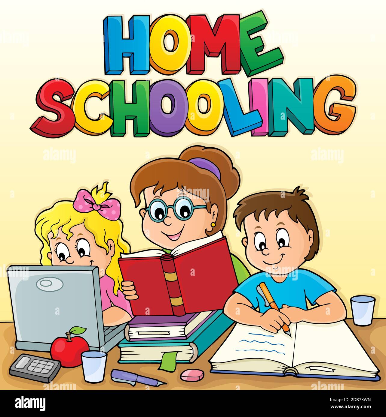 Home schooling theme image 2 - picture illustration Stock Photo - Alamy