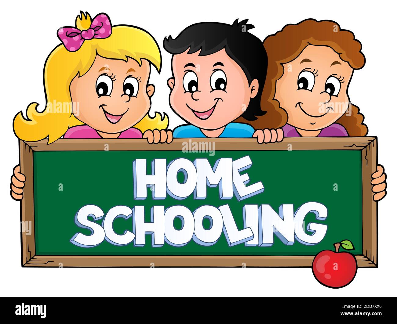 Home schooling theme sign 5 - picture illustration Stock Photo - Alamy