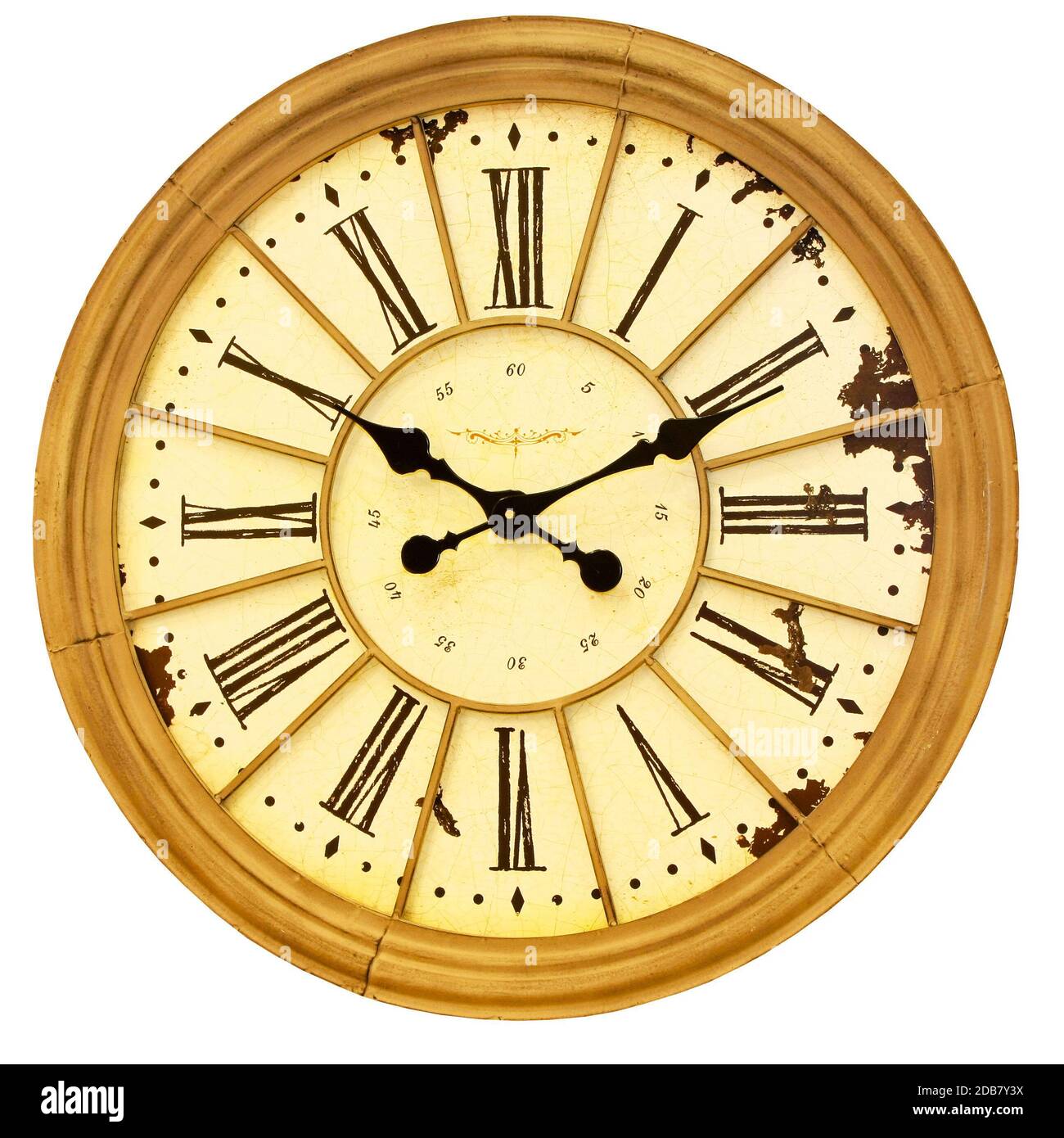Big sepia clock isolated included clipping path Stock Photo - Alamy