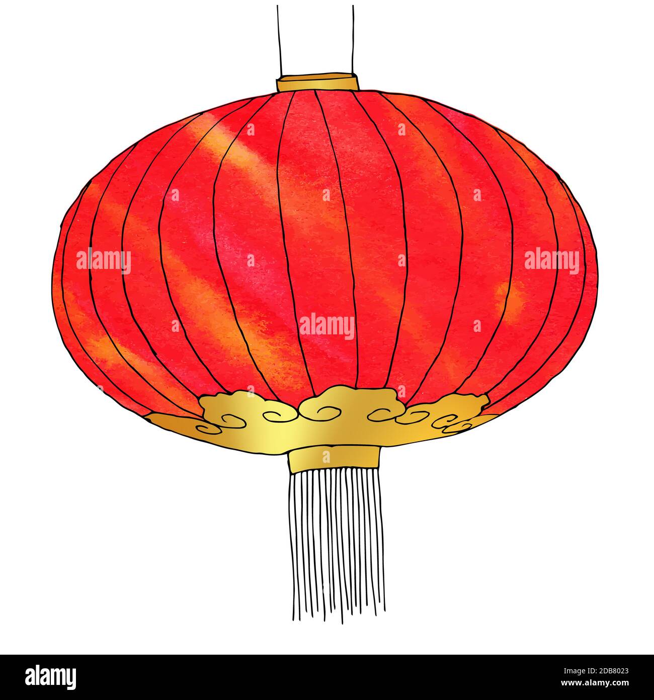 Hand drawn watercolor Chinese Lantern. Chinese New Year. Vector ...