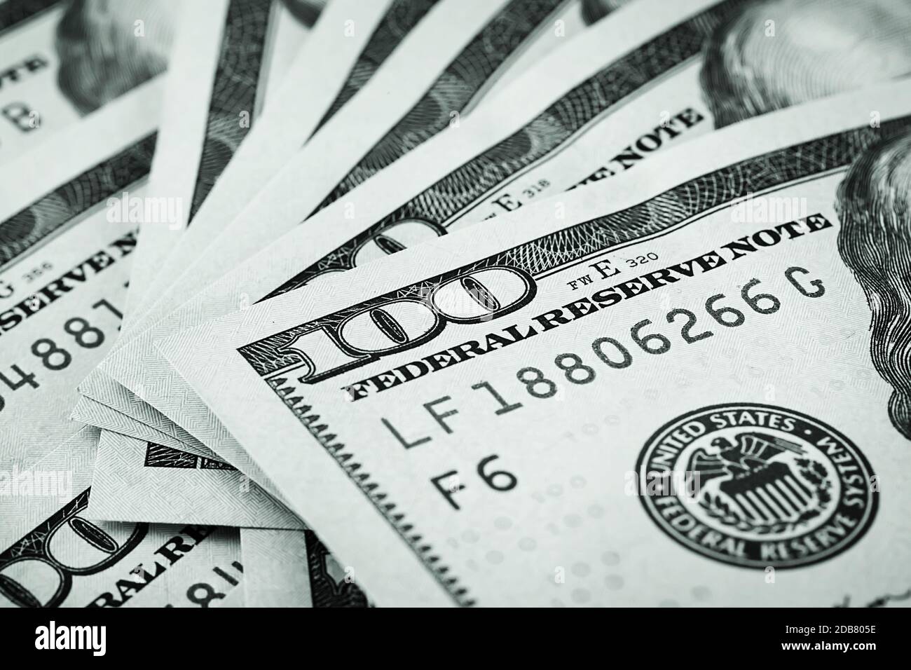 Background of hundred-dollar bills stained in green tone Stock Photo ...