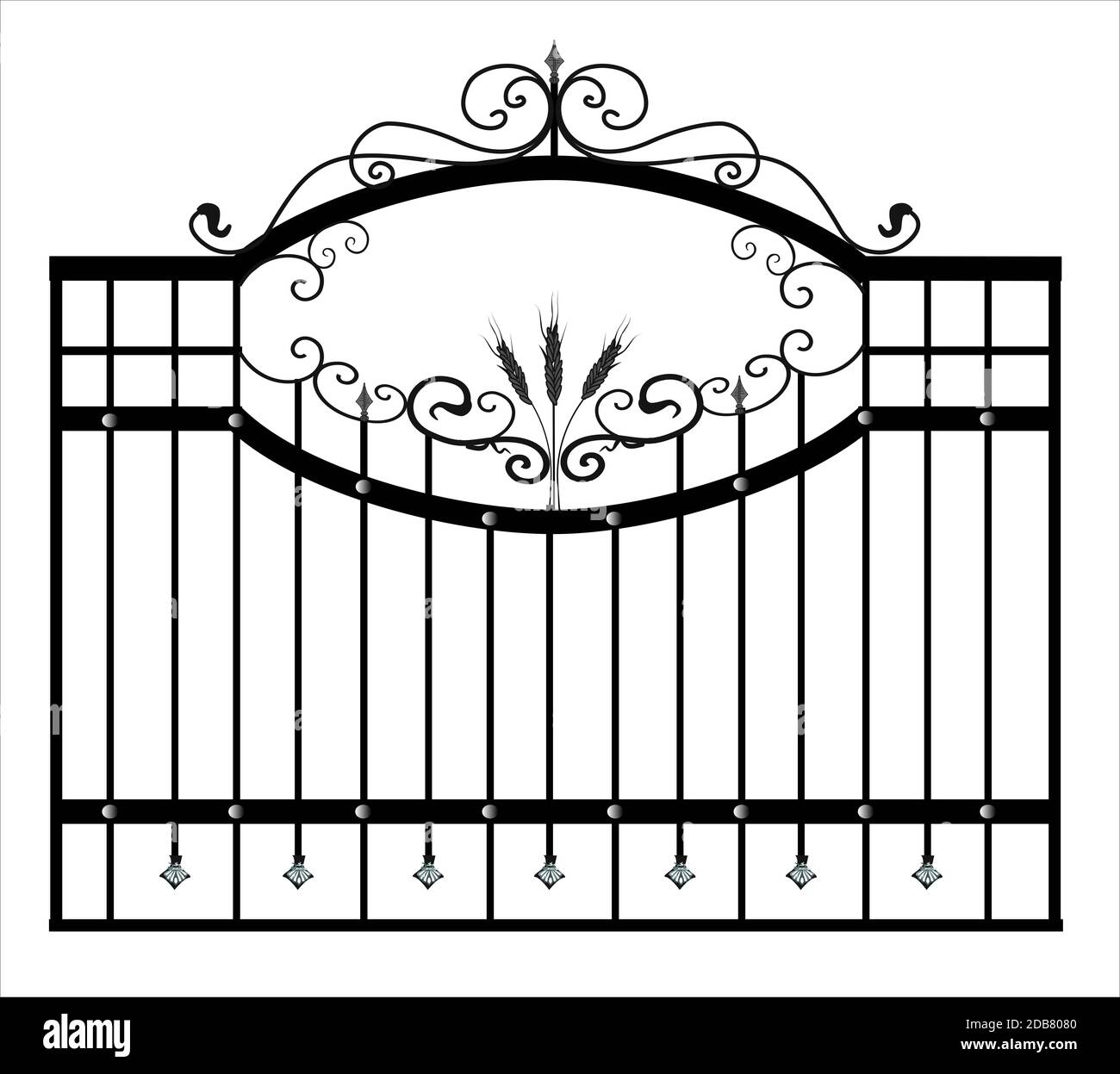 Gates forged sketch. Artistic forging. Iron door design. Vector ...