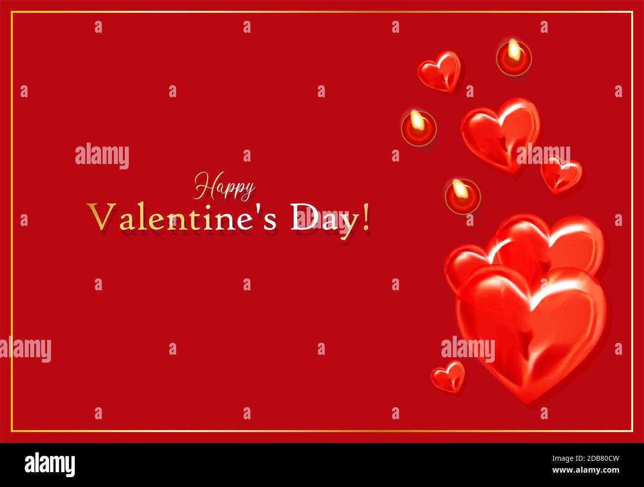 Happy Valentine's Day Romantic greeting card. Day February 14th. Red ...