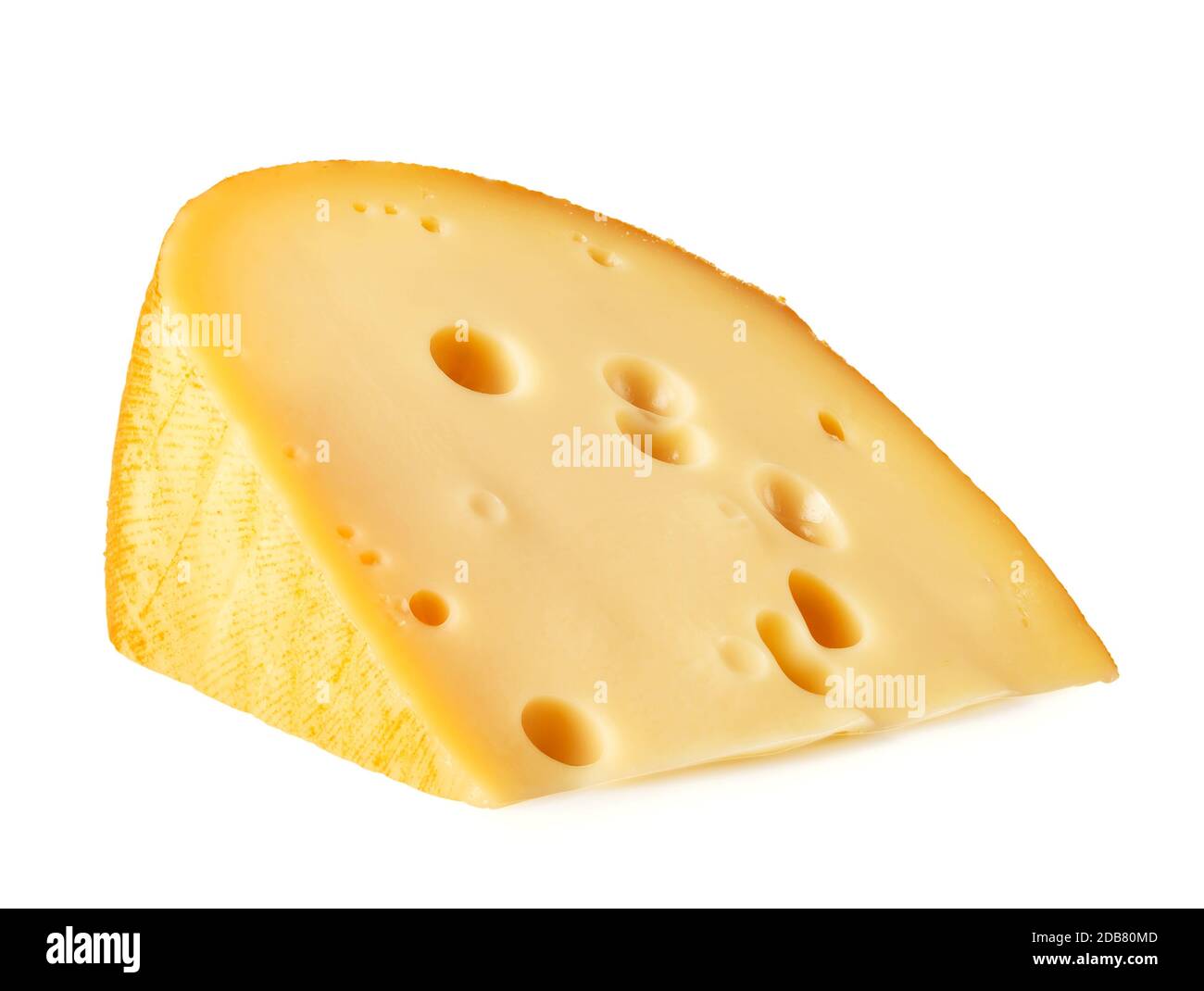 Piece of cheese lying on its side isolated on white background Stock ...