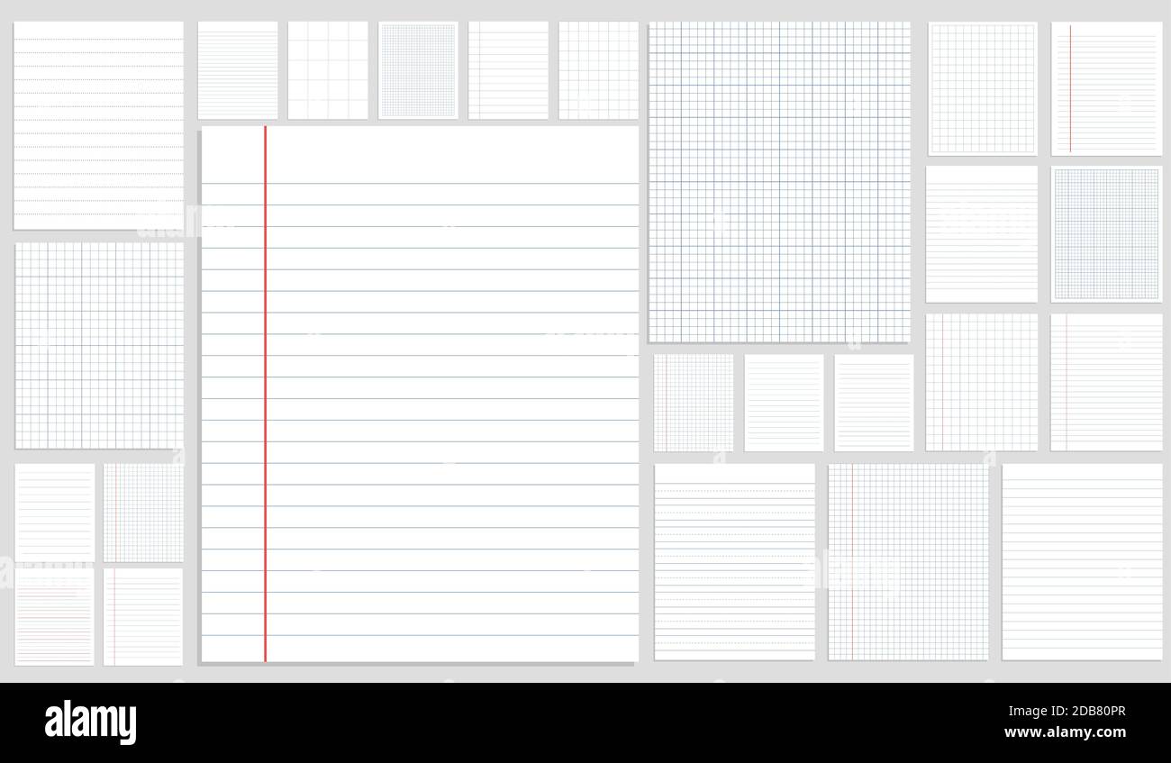 Set of writing squared paper and ruler - Vector illustration Stock ...