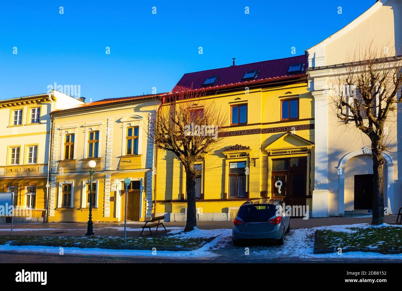 Kezmarok, Slovakia - January 01, 2020: Colourful houses on the Main ...