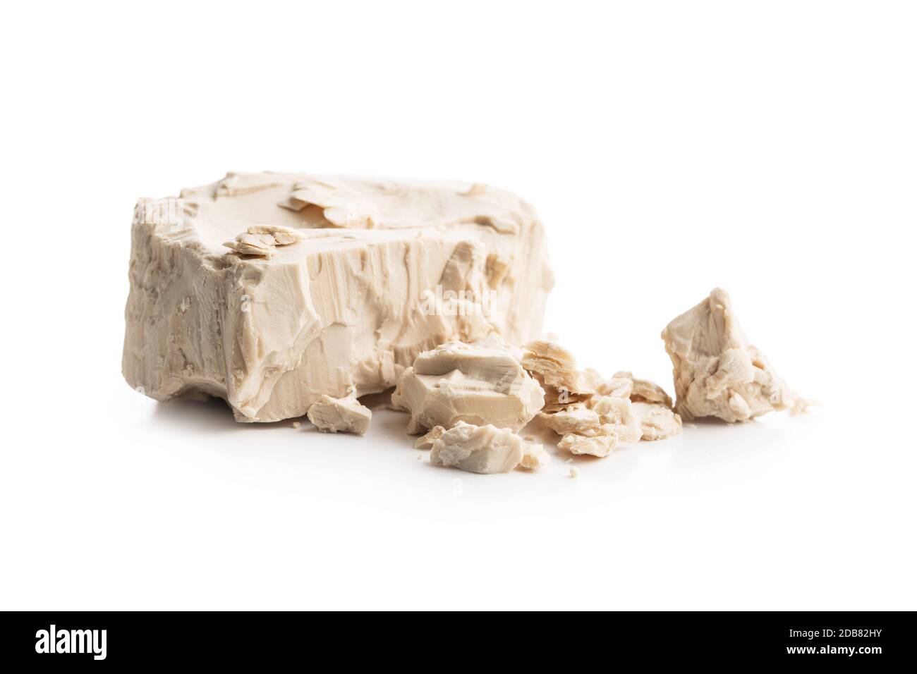 Fresh yeast blocks isolated on white background Stock Photo - Alamy