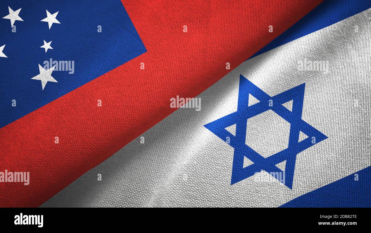Samoa and Israel two flags textile cloth, fabric texture Stock Photo ...