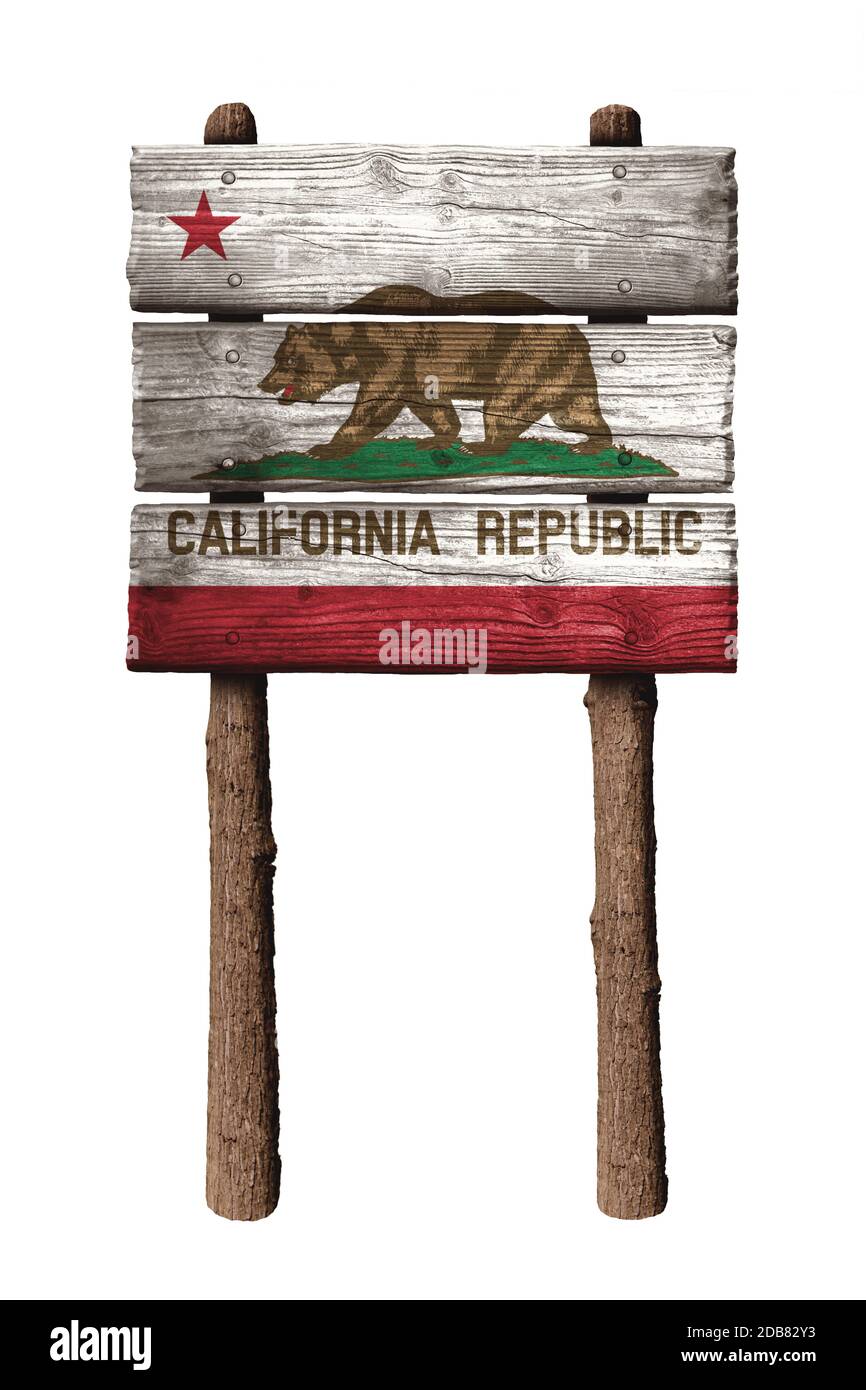California Republic Flag On Wooden Boards Sign Isolated On White ...