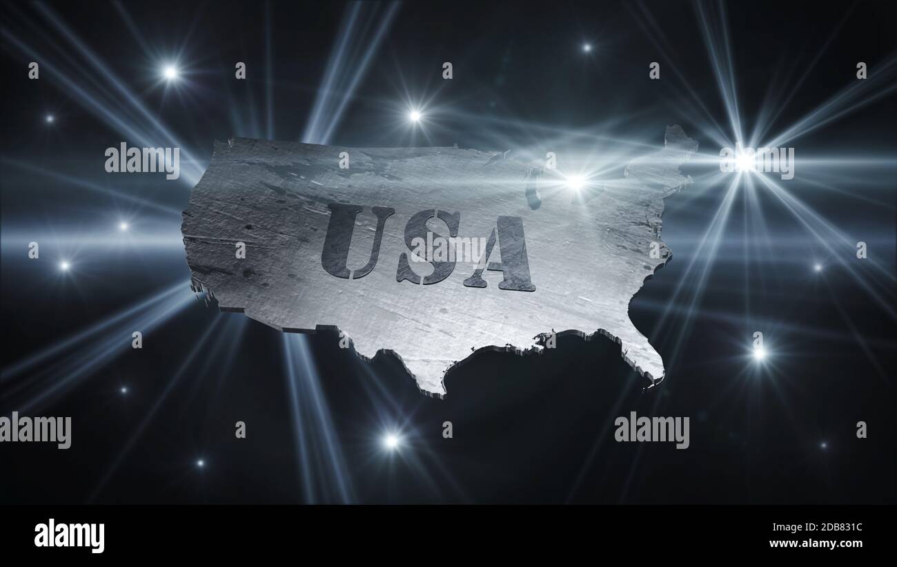 United States Of America Map in Space With Flares and Stars 3D ...