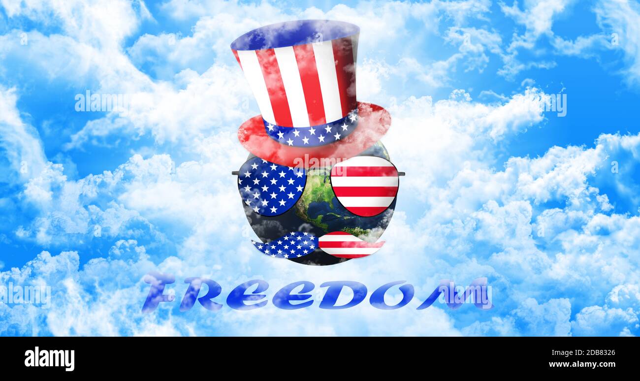 Planet Earth With Uncle Sam's Hat, Sunglasses and Mustaches. United ...