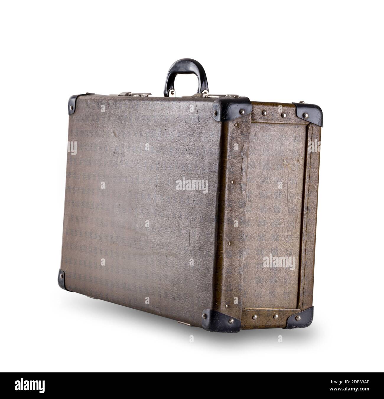 Standing at an angle checkered suitcase isolated on white background ...