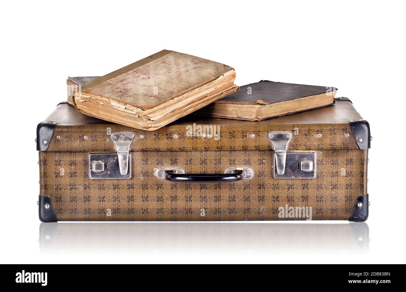 Vintage suitcase with books isolated on white background Stock Photo ...