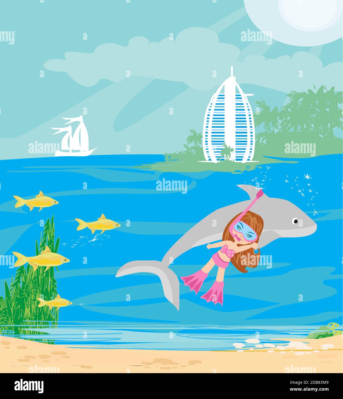 Little girl diving with a dolphin Stock Photo - Alamy Little girl diving with a dolphin Stock Photo - Alamy