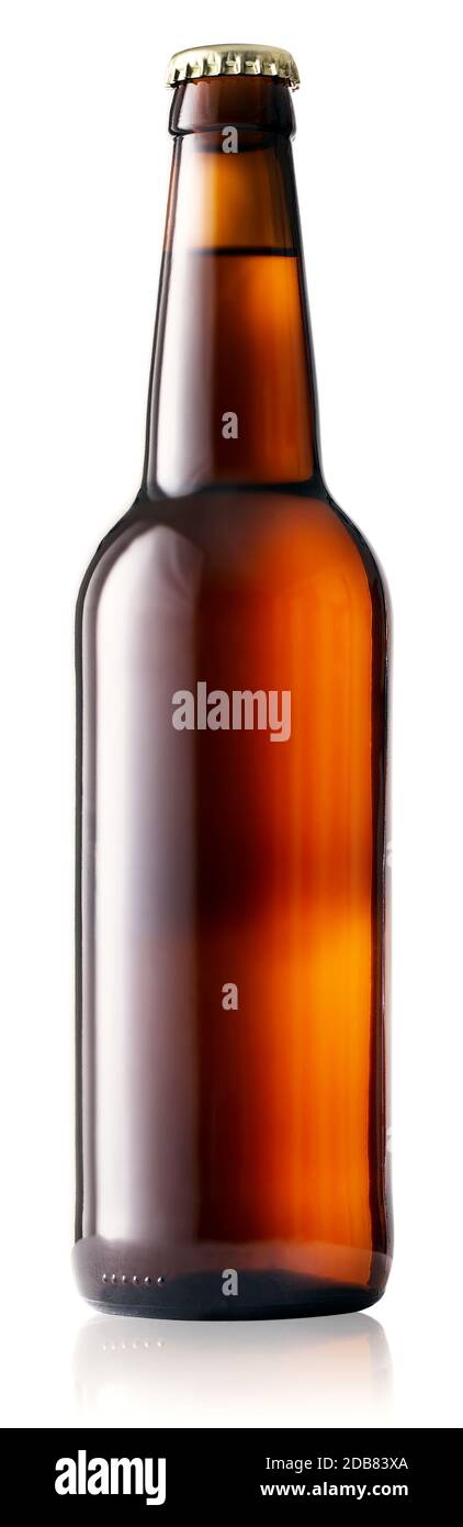Brown bottle of beer isolated on white background Stock Photo - Alamy