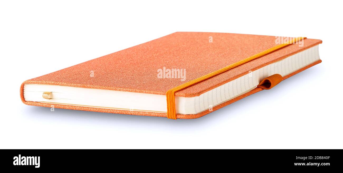 Notebook with an orange cover isolated on white background Stock Photo ...