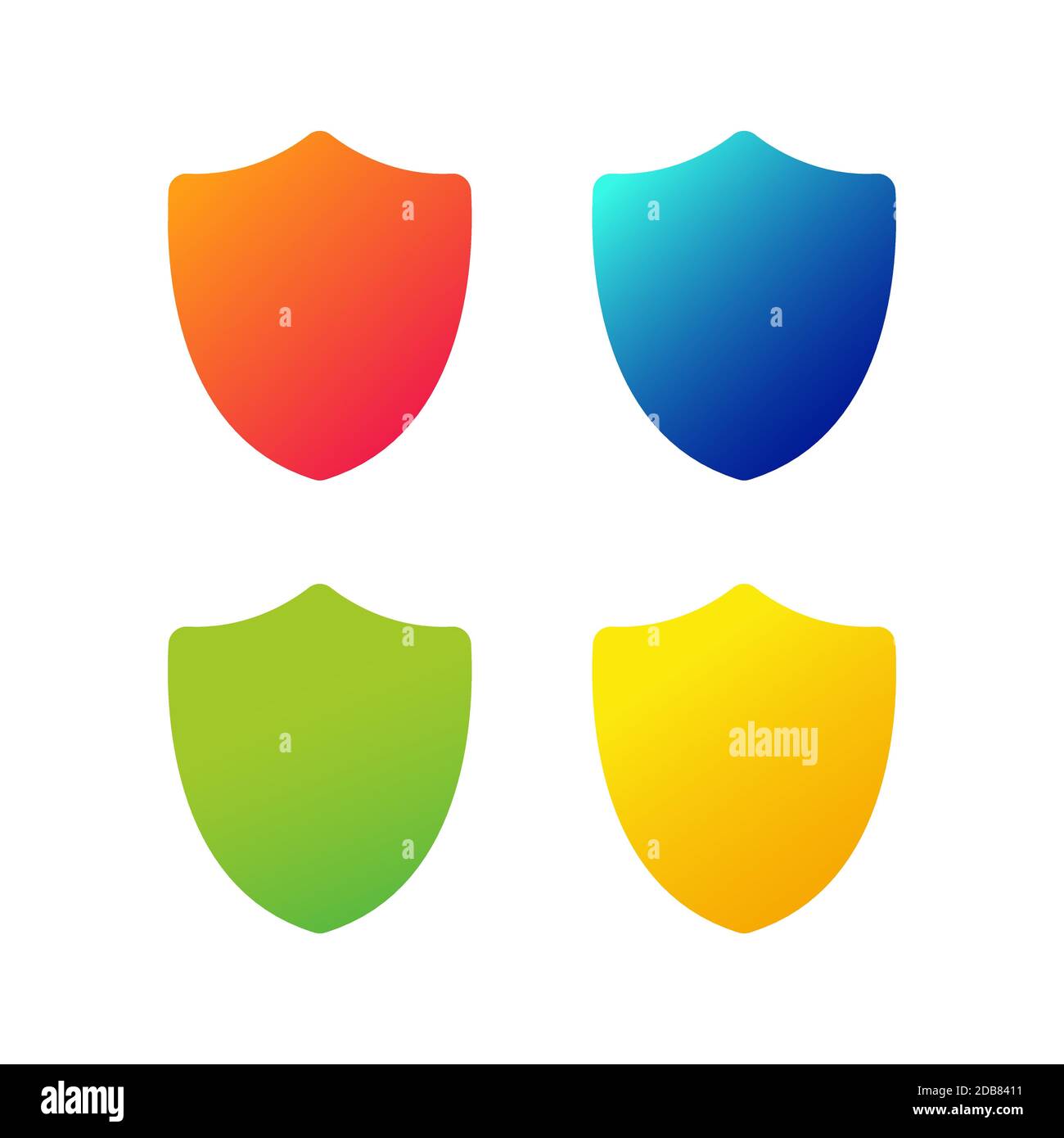 Set of different color shield icons. Stock vector illustration isolated ...