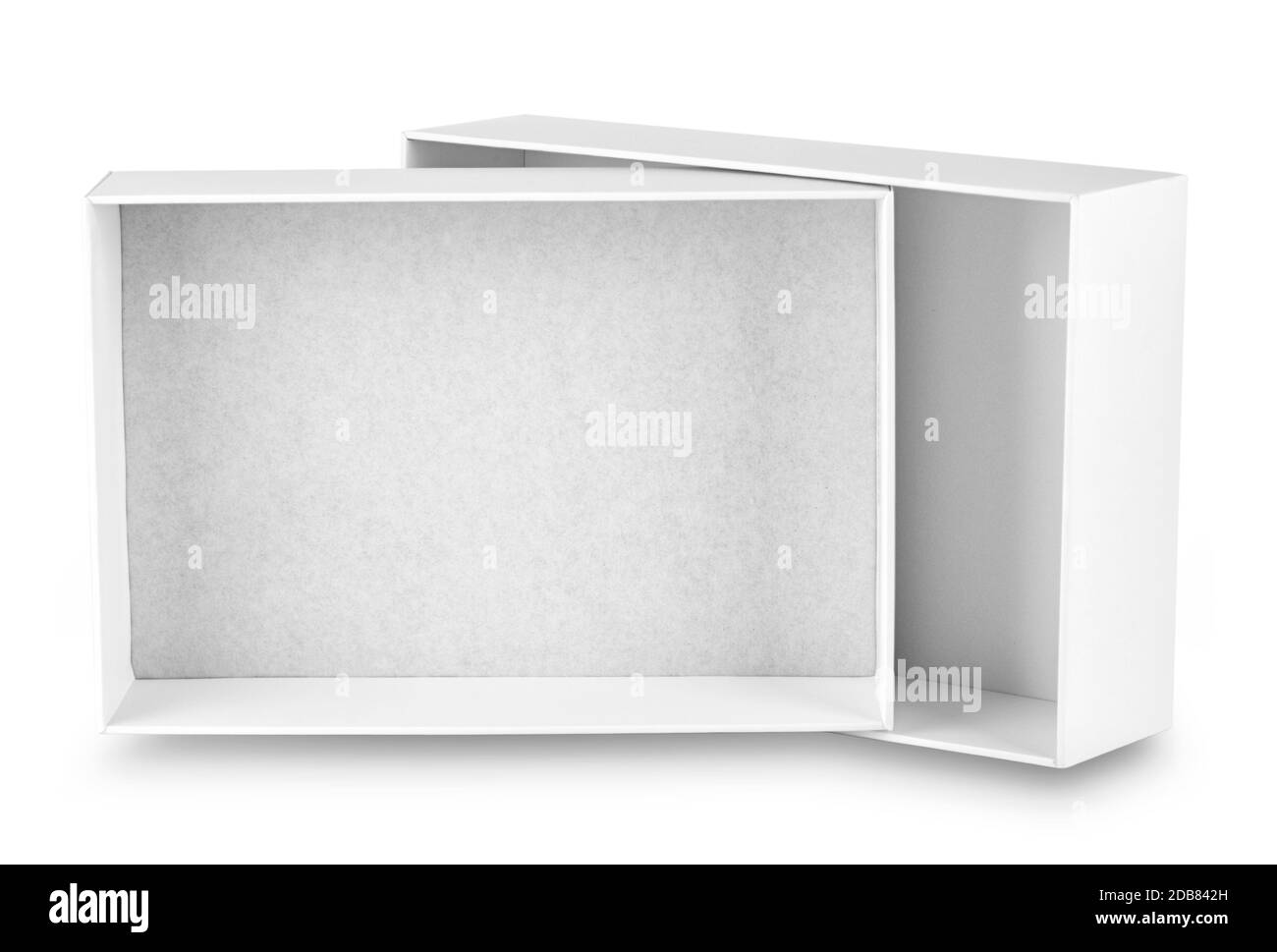 White open box standing on its side isolated on white background Stock ...