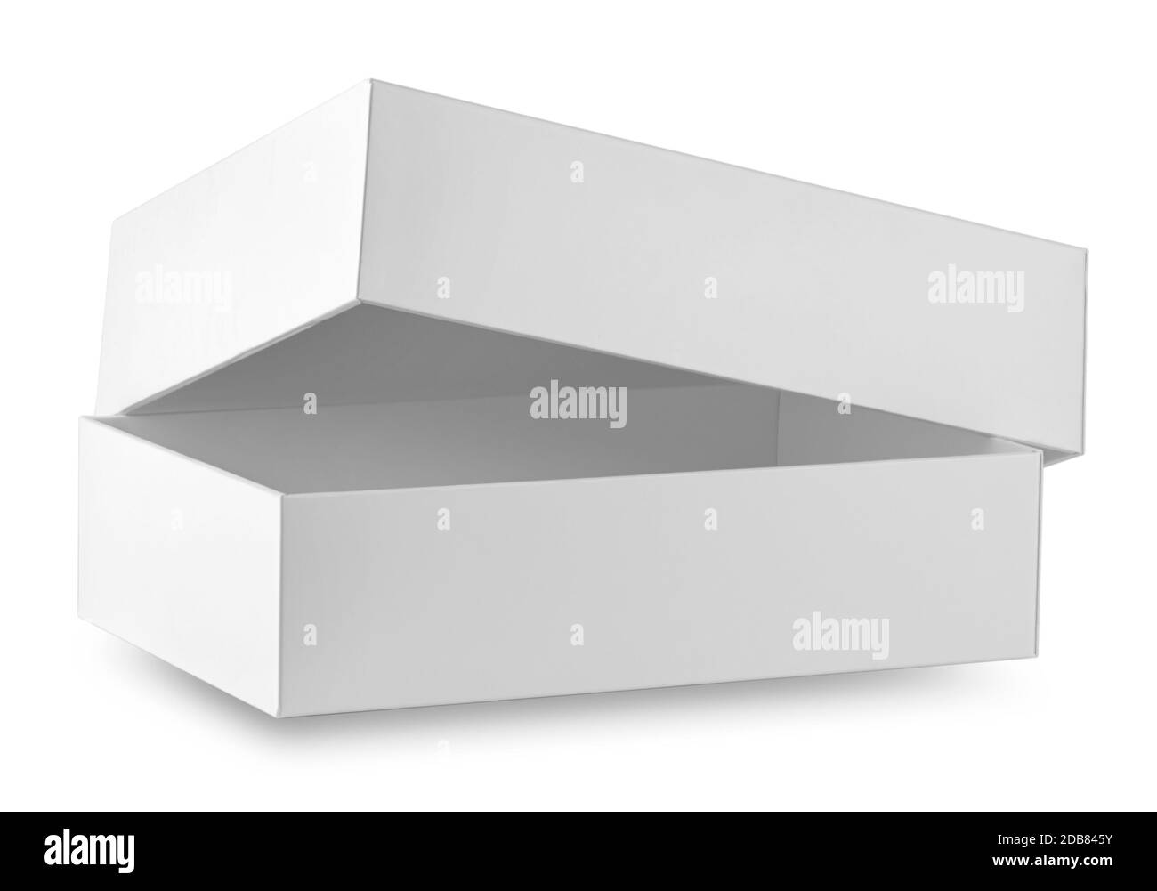 White ajar box isolated on white background Stock Photo - Alamy