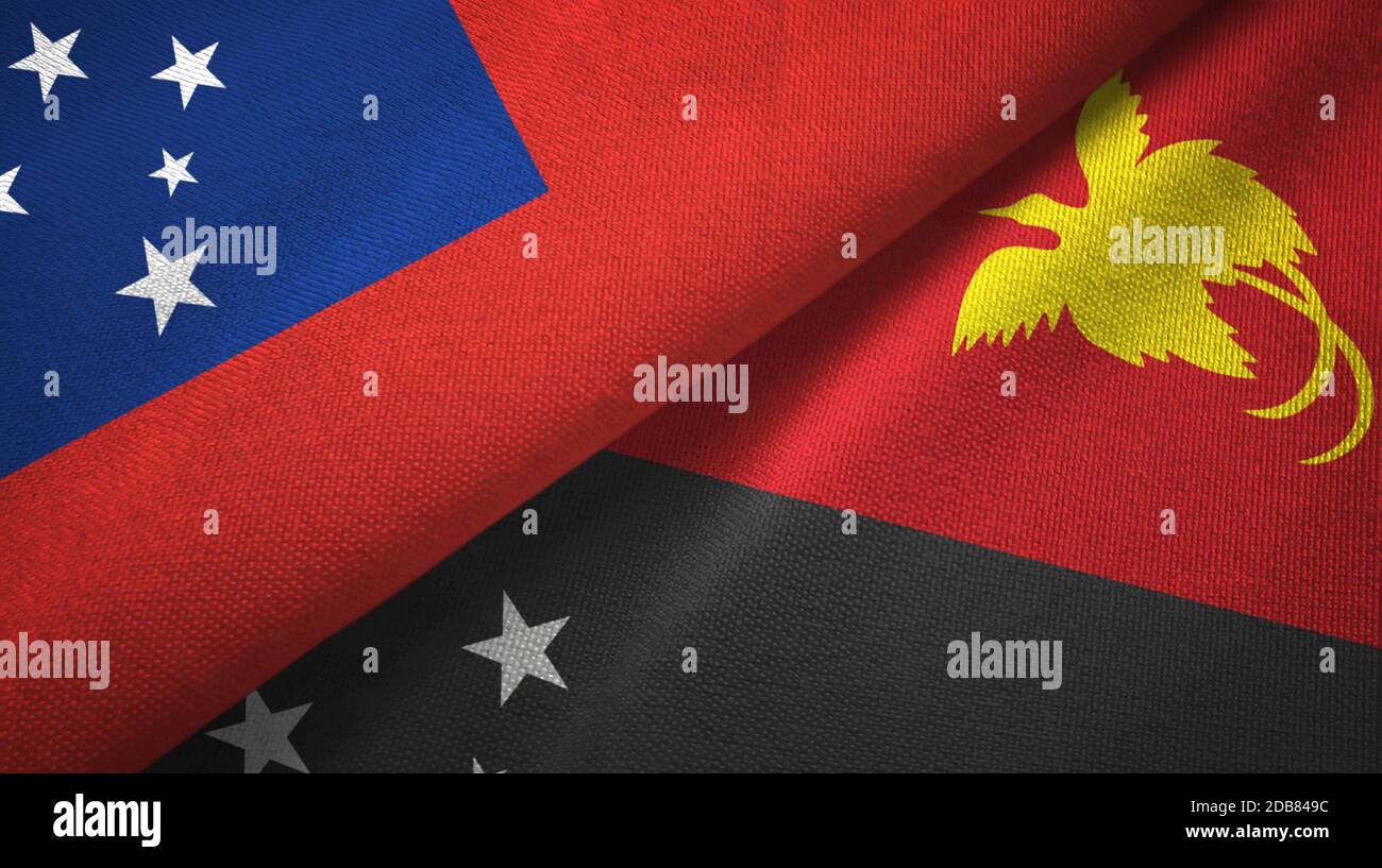 Samoa and Papua New Guinea two flags textile cloth, fabric texture ...