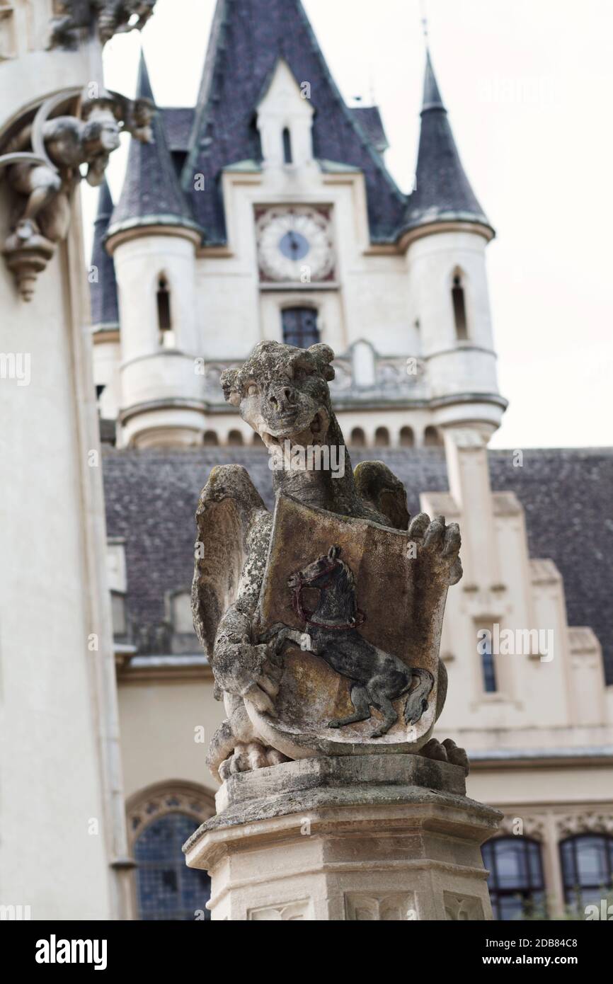 Gargoyle Mythical Creature Stone Statue At The Medieval Castle Stock ...