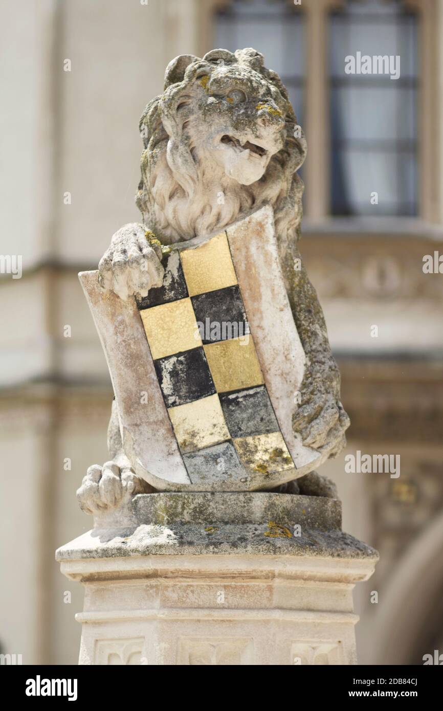 Lion Stone Statue At The Medieval Castle Stock Photo - Alamy