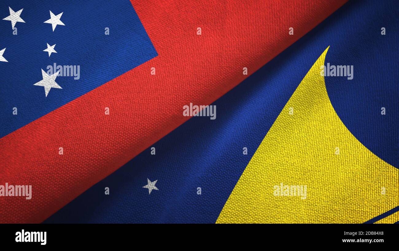 Samoa and Tokelau two flags textile cloth, fabric texture Stock Photo ...
