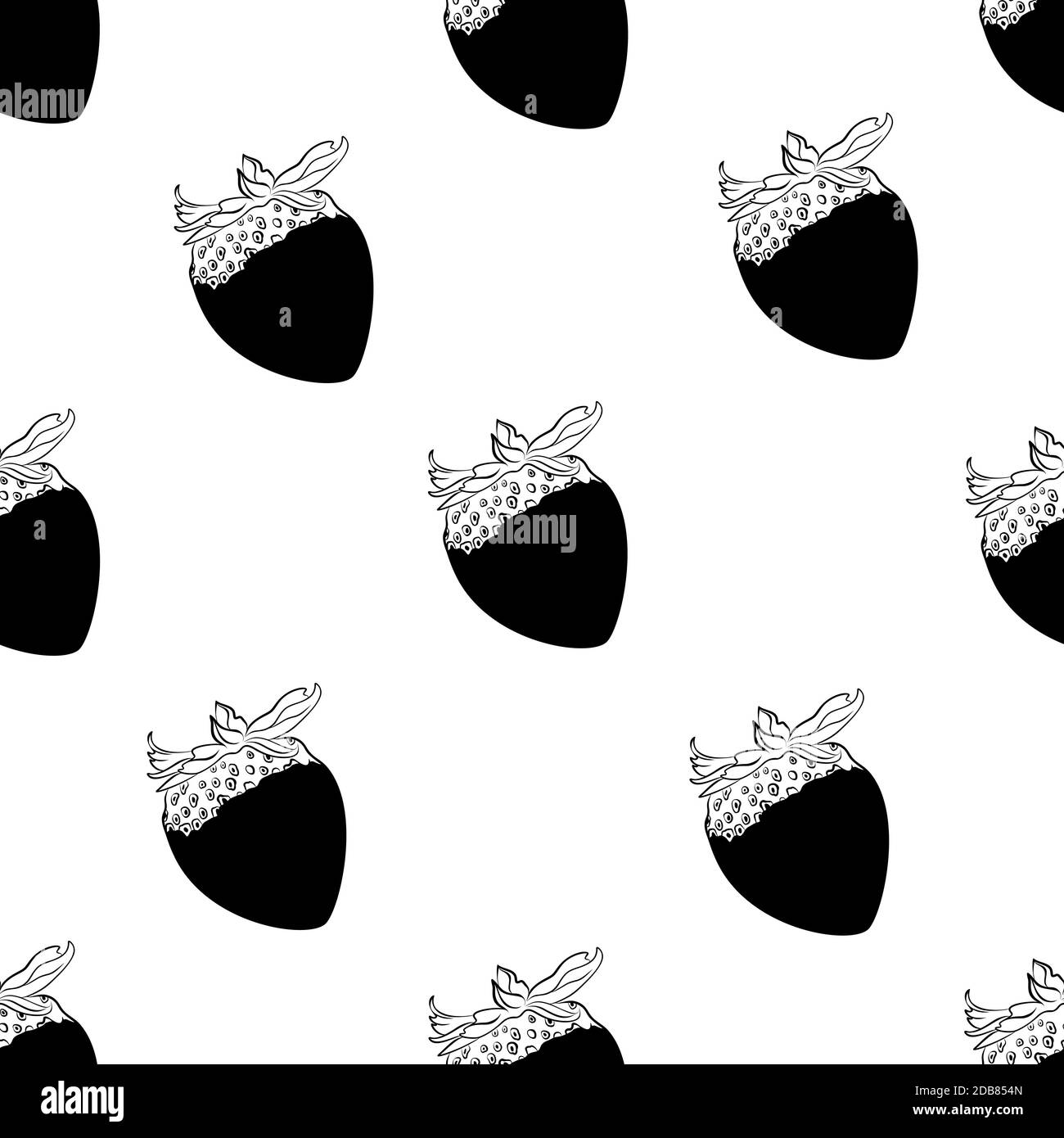 Seamless pattern Berry in chocolate Line drawing Stock Vector Image ...