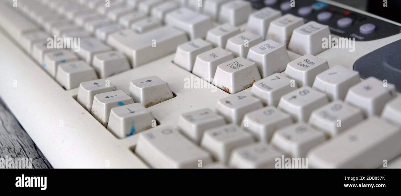 contaminated computer keyboard, non-hygienic computer keyboard Stock ...