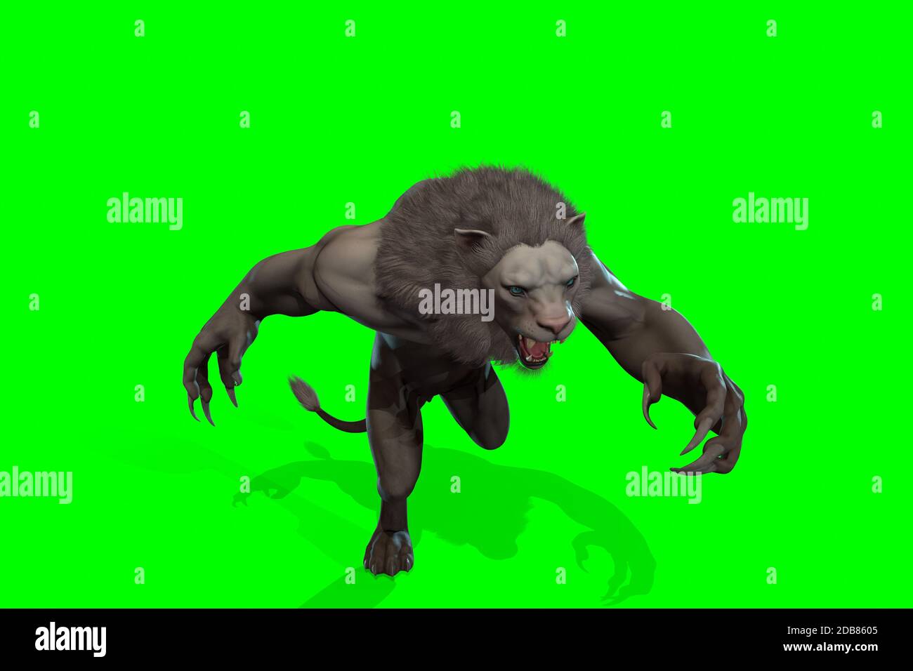 Fantasy character Humanoid Lion in epic pose - 3D render on black ...