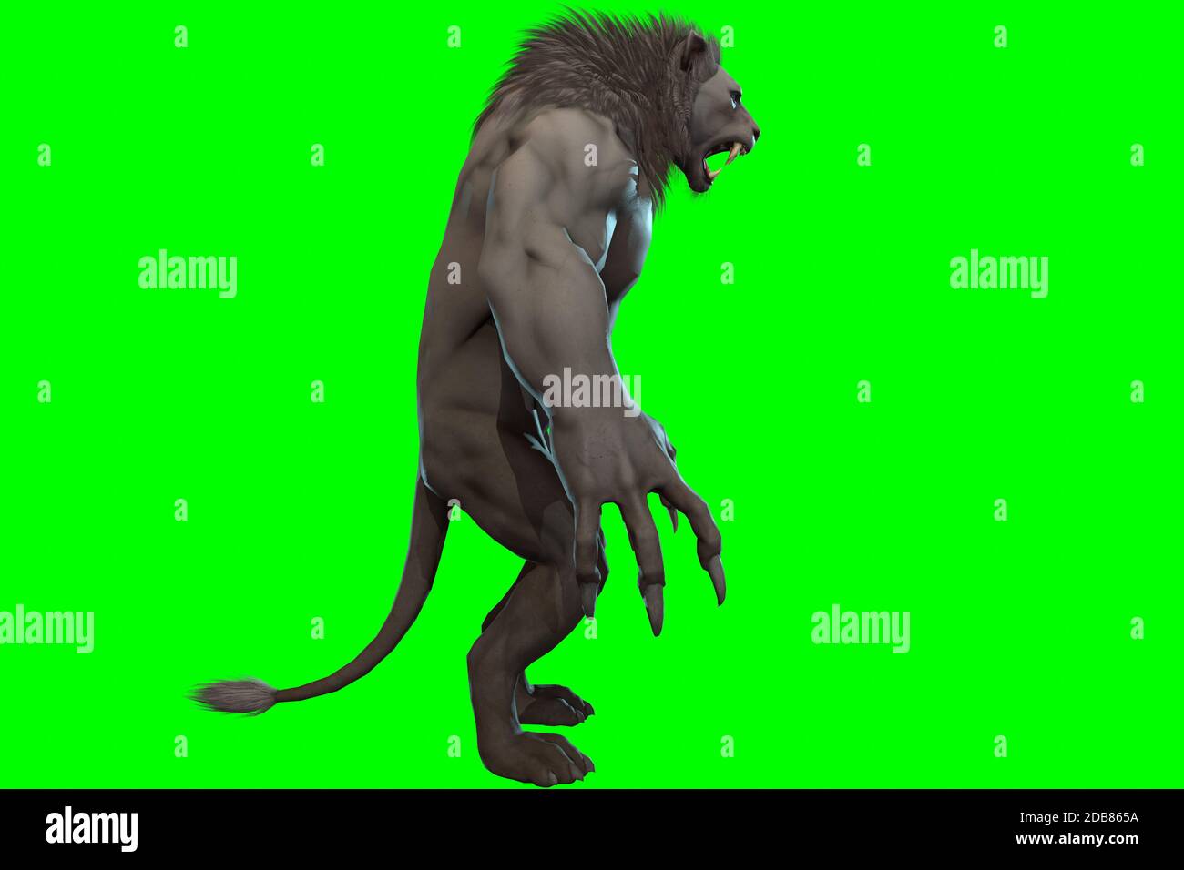 Fantasy character Humanoid Lion in epic pose - 3D render on black ...