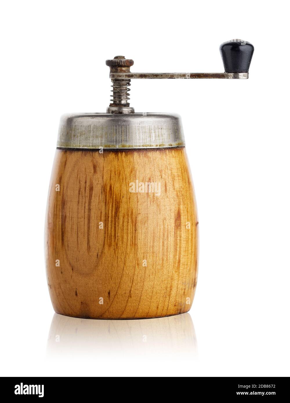 Old pepper mill with handle isolated on white background Stock Photo ...