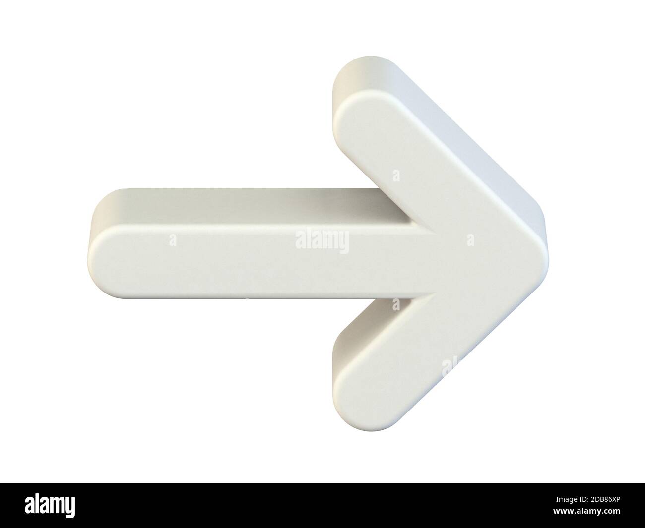 White right arrow icon 3D render illustration isolated on white ...